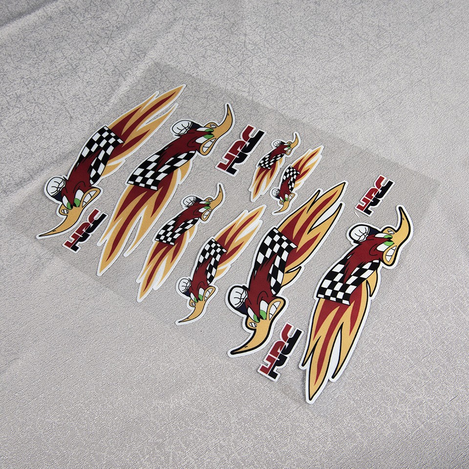 Woody Woodpecker Racing Motorcycle Decals Helmet Stikers Set Laminated ...