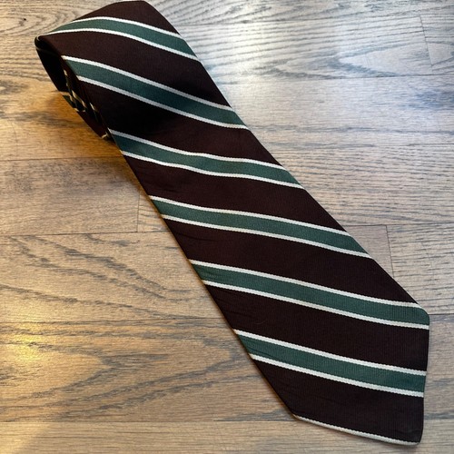 Vintage Brooks Brothers Black Label Silk Tie Mens Brown Green Stripe ...