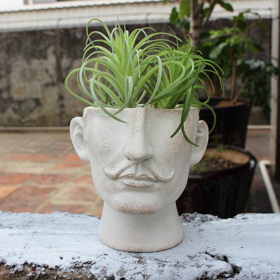 Face Flower Pot Ornament Simple Resin Flower Pot for Backyard Patio ...