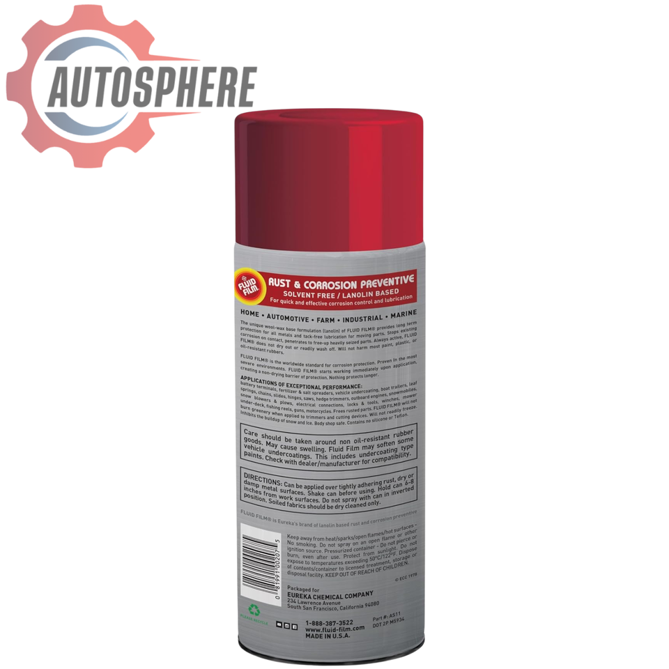 Fluid Film Rust Corrosion Penetrant Lubricant Preventative, Aerosol Can ...