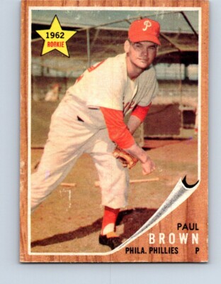 VINTAGE BASEBALL CARD TOPPS 1962 PHILADELPHIA PHILLIES PAUL BROWN ...