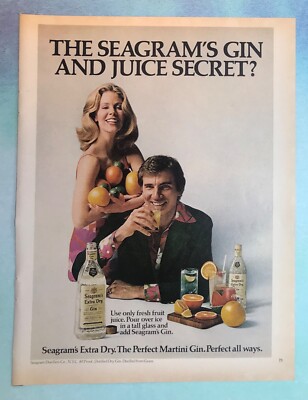 vintage 1970s magazine print ad SEAGRAM'S Gin and Juice Secret Barware ...