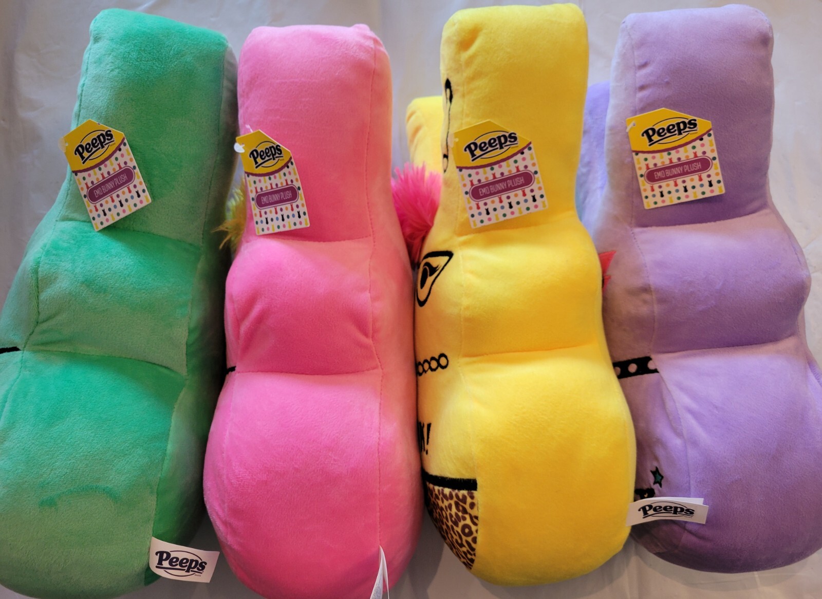 2024 Peeps Emo Set Of 4 Bunny Plush Punk Rockstar Pink Green Yellow ...