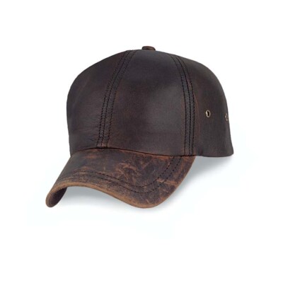 STONEWASHED Genuine Leather Baseball Cap - Brown | eBay