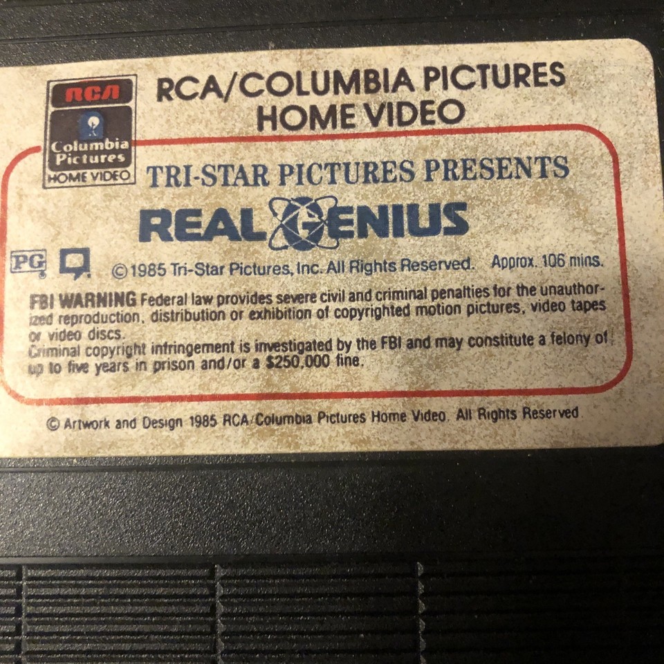 Real Genius (VHS 1985 RCA Columbia) Original Side Flap Val Kilmer Gabe ...
