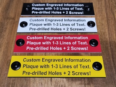 Custom Engraved 1x4 Plate Plaque w/ Screws Your Wording Information ID ...