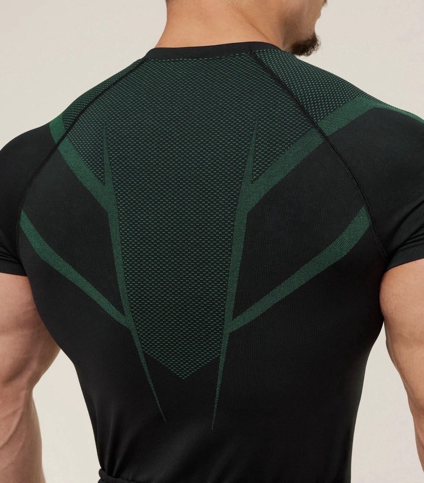 Gymshark Onyx 5.0 Seamless Short Sleeve T-Shirt Black/Lift Green Size M ...
