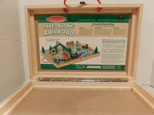 Melissa & Doug Take Along Railroad Wooden Train Set Portable Track ...