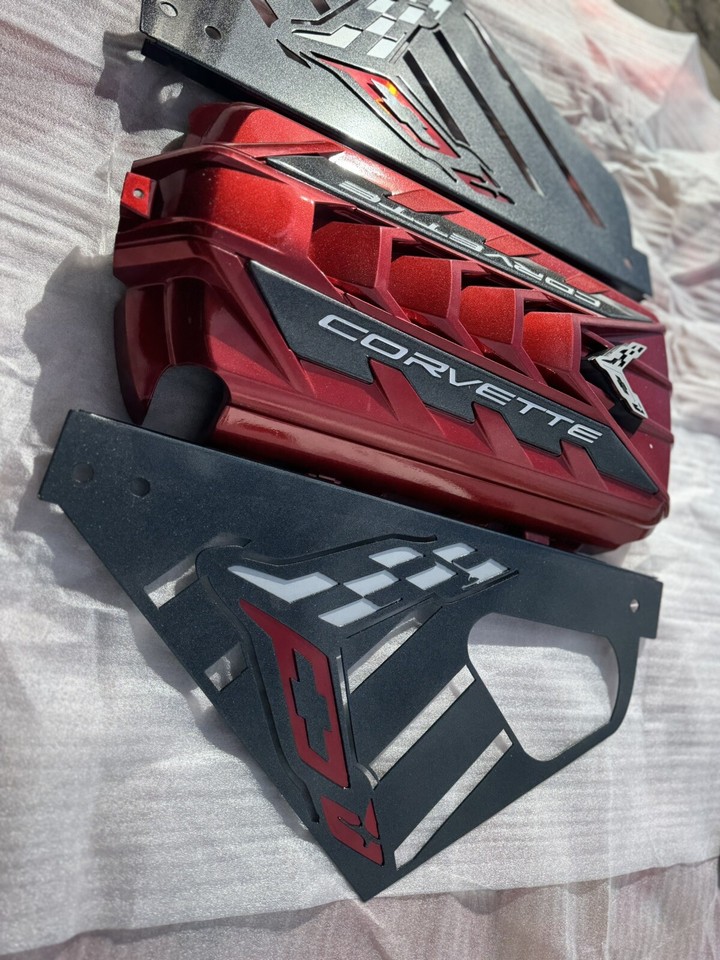 2020/24 CORVETTE C8 ENGINE COVER EDGE RED CARBON FLASH PANELS ...