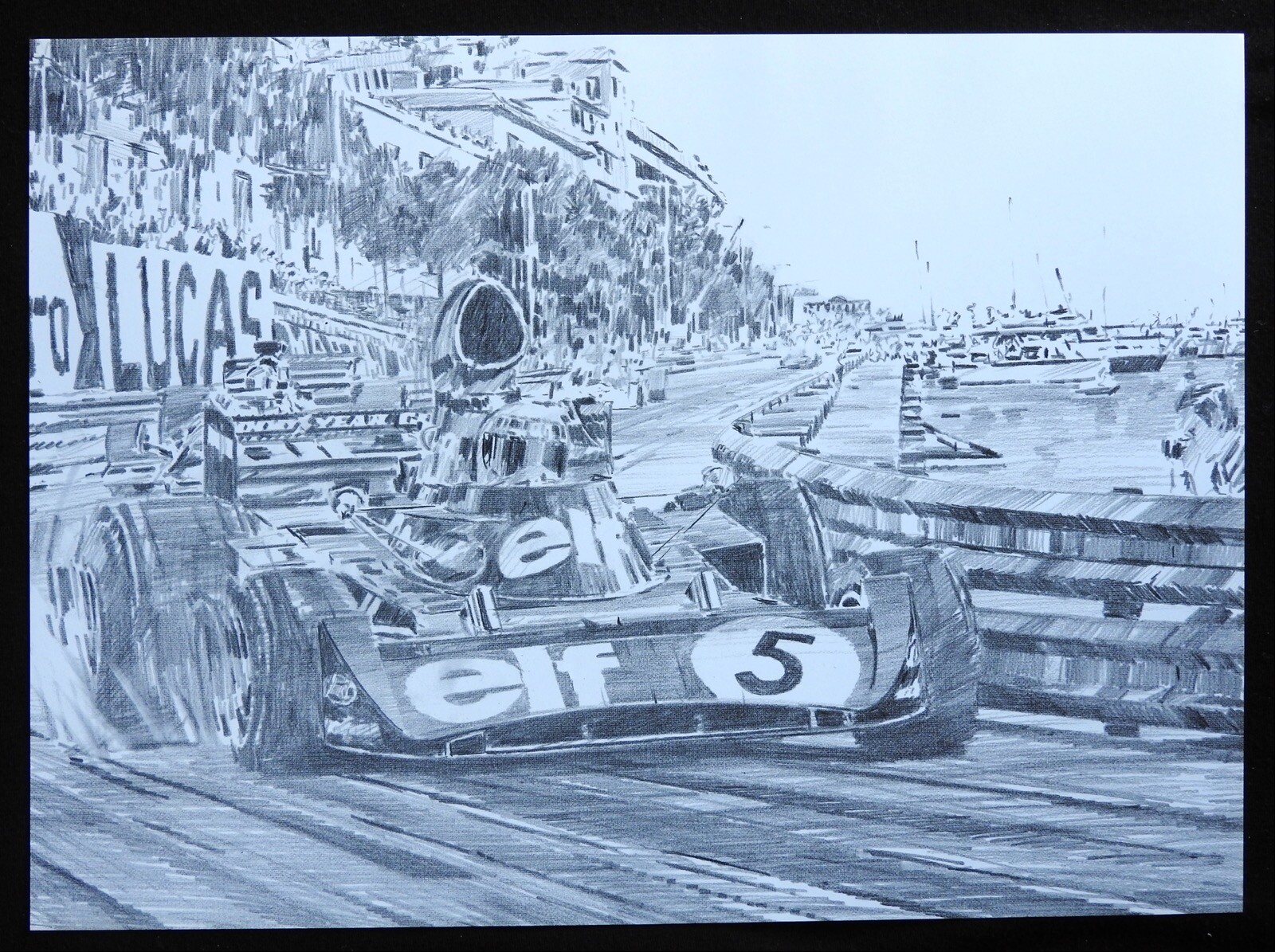 1973 Monaco Grand Prix TYRRELL 006 Sketch Nicholas WATTS Art Print 10 ...