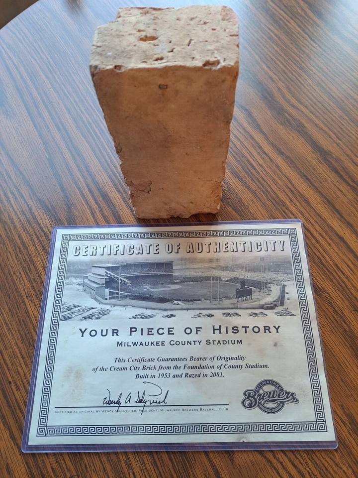 VINTAGE BRAVES BREWERS PACKERS MILWAUKEE COUNTY STADIUM 1953 BRICK WITH ...