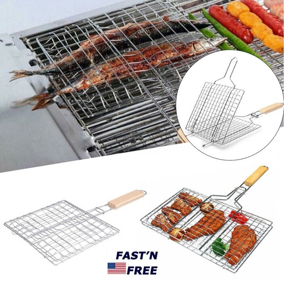 Fish Grill Basket Fish Basket for Grilling Easy Flip Stainless Steel ...