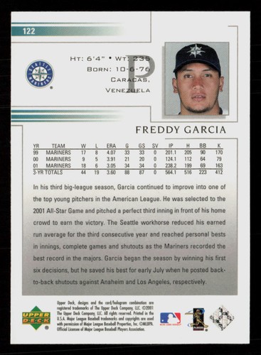 Freddy Garcia 2002 Upper Deck #122 Seattle Mariners Baseball Card | eBay