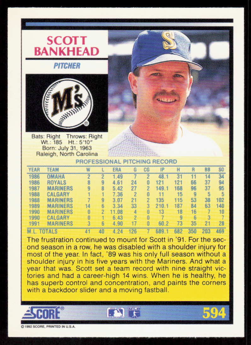 1992+Score+-+%23594+Scott+Bankhead for sale online | eBay