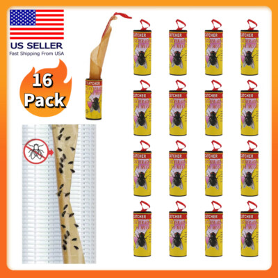 Insect Bug Fly Glue Paper Catcher Trap Ribbon Tape Strip Sticky Flies ...