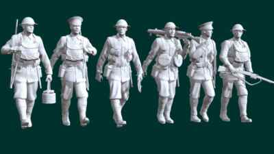 WwI French Infantry Group Soldiers 1/35 Scale 6 Figures Model Resin ...