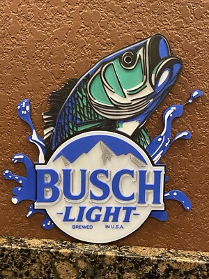 Busch Light Fish Beer Sign Mancave Wall Decor Rare Coor Beer Sign 8.5 X ...