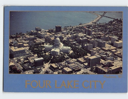 Postcard Aerial View Four Lake City Madison Wisconsin | eBay
