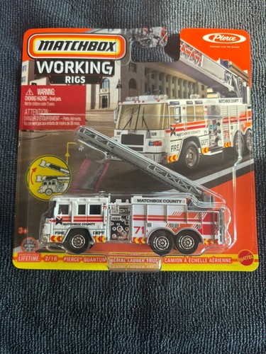 2024 Matchbox Working Rigs 2/16 White Pierce Quantum Aerial Ladder Fire ...