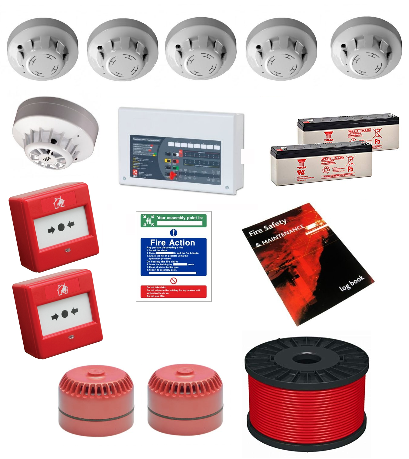 Wired Conventional 4 Zone Fire Alarm Kit with Fireproof Cable C-Tec ...