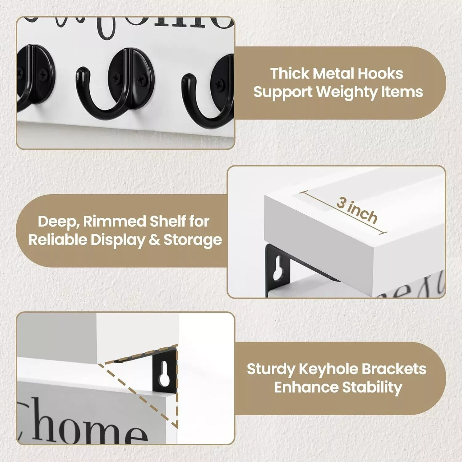 Wall Mounted Key Hooks for Coats, Metal Keys Entryway Decor and Storage ...