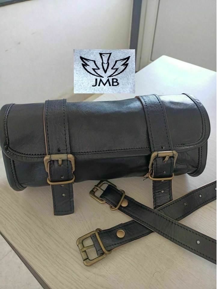 JMB ® Motorcycle Bags Tool 3 Leather Pouch Panniers Black Side Bag ...