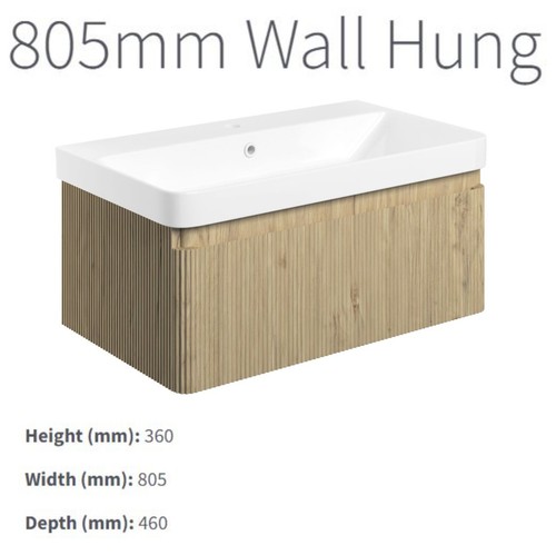 Oak Vanity Unit Sink Bathroom Cabinetry Ribbed Textured Wall Hung ...