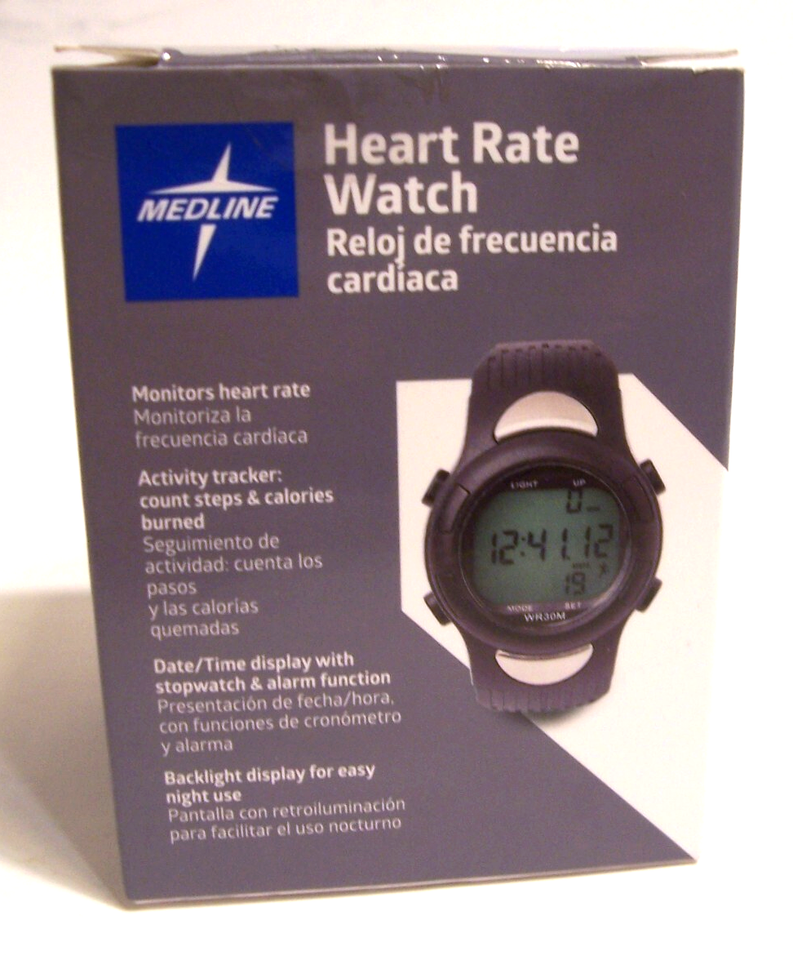 Medline Heart Rate Monitor Watch Pedometer Stopwatch Activity Tracker ...