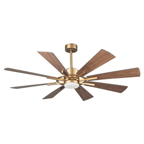 60" Modern Gold Classic Windmill LED Ceiling Fan Dark Brown Light Oak ...