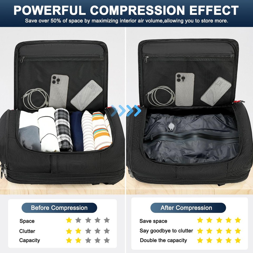 Vacuum backpack travel，60L Expandable Vacuum Seal Compression Travel ...