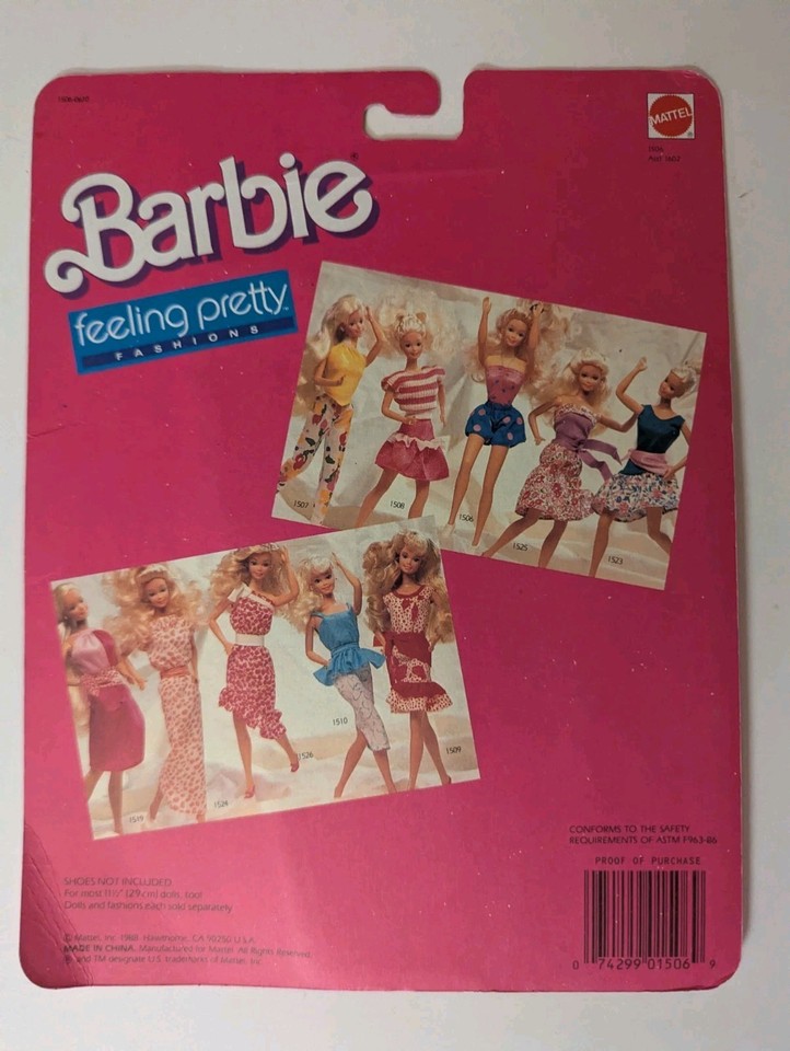 #1506 BARBIE FEELING PRETTY DOLL FASHION (c)1988 (rose & turquoise) | eBay