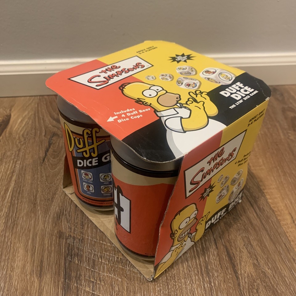 Simpsons DUFF DICE GAME 4 DUFF Beer Cups 20 DICE NO INSTRUCTIONS | eBay