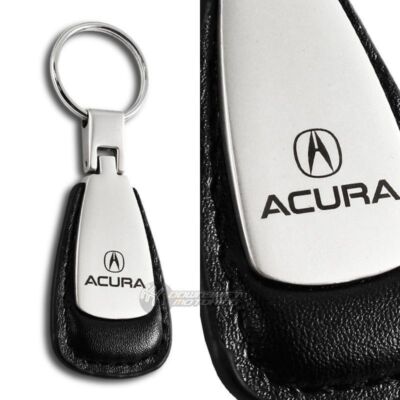Acura Tear Drop Authentic Black Leather Key Fob Keyring Keychain Tag ...