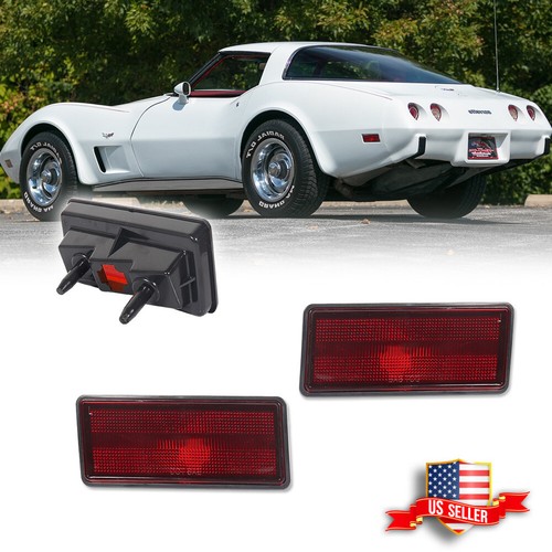 2PCS Red Lens Rear Bumper Side Marker Lights For 1974-1979 Chevy ...