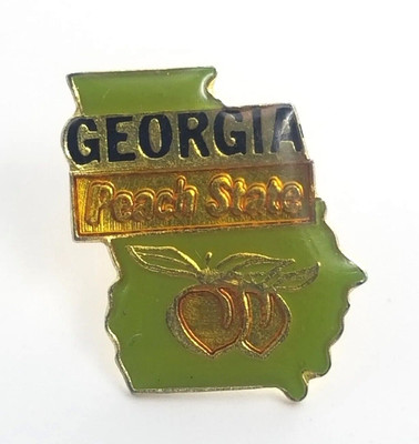 VTG Georgia Peach State GA Map Lapel Pin Souvenir Green Black... Made ...