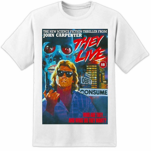 THEY LIVE T-SHIRT MOVIE POSTER TEE RARE FILM PRINT BIG 80S RETRO JOHN ...
