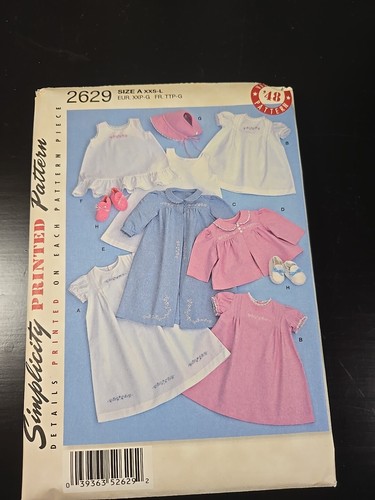 Simplicity Printed Pattern 2629 UNCUT Layette and Bonnett XXS-L Vintage ...