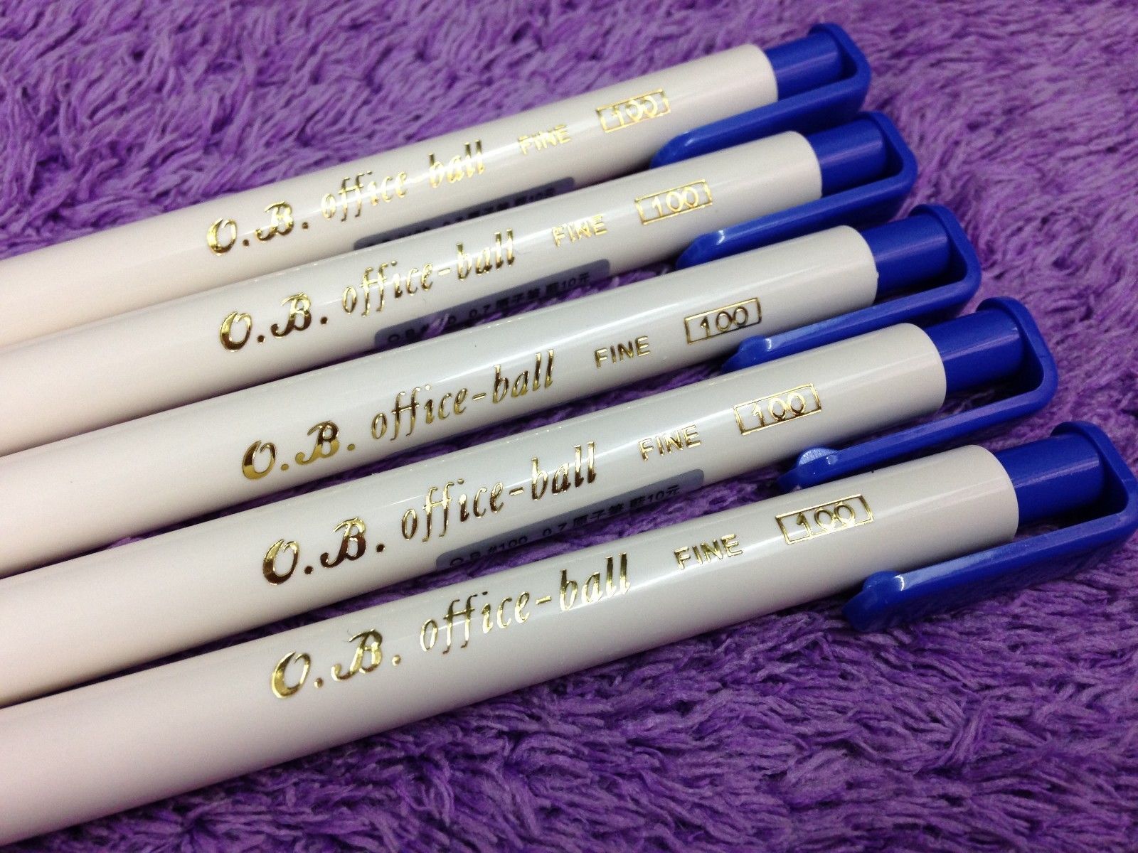 10x BLUE O.B. Office Ball Pens FINE Smooth Writing High Quality Office ...
