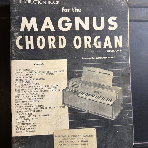 Magnus Chord Organ Instruction Book Model Co-21 With Songbook Good | eBay