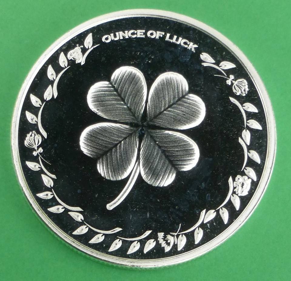 1oz .999 Fine Silver Shamrock / Clover Round, Lucky Horseshoe, 1 Troy ...