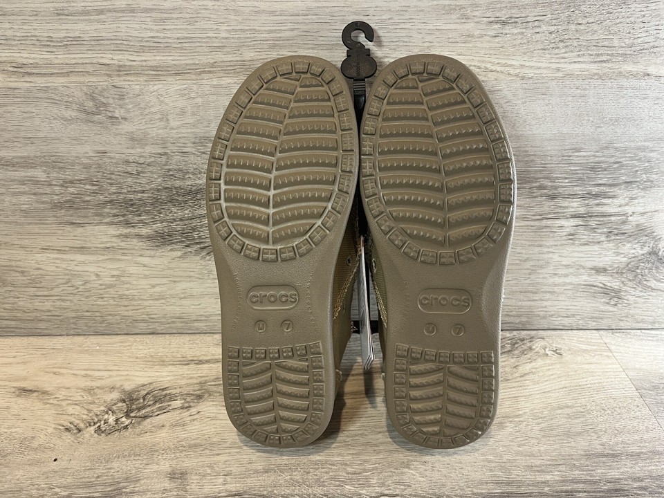 NEW Crocs Santa Cruz Men's Size 7 Khaki Beige Canvas Slip On Loafers ...