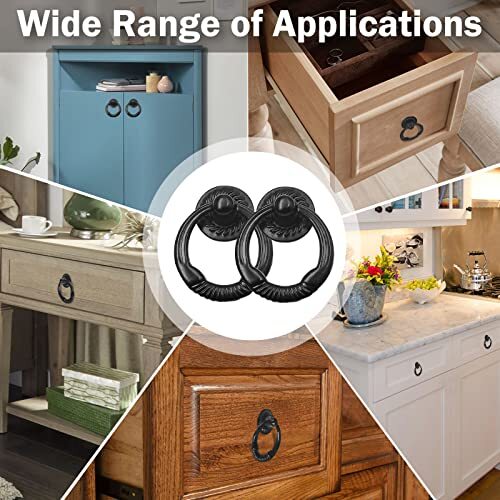 6pcs Drop Drawer Pulls, Small Round Cabinet Handles, Metal Drawer Ring ...