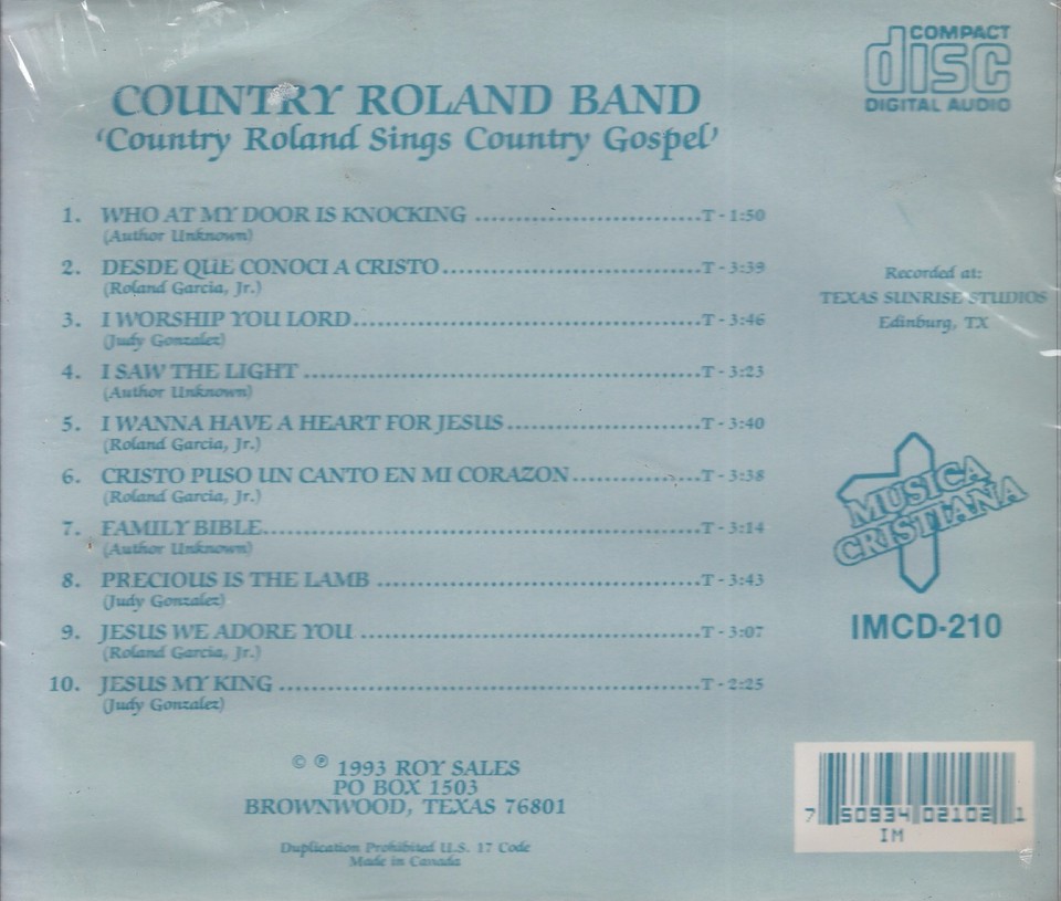 Country Roland Country Gospel The Country Roland Band CD New Nuevo ...