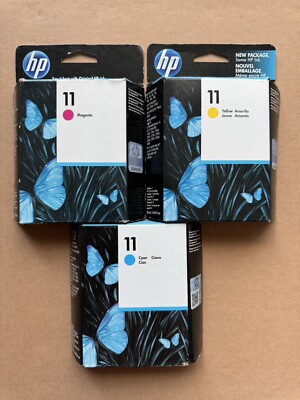 3PK Genuine HP 11 Colors Cartridges DesignJet 70 110 500 800 K850 Blue ...