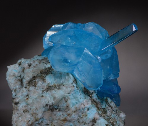 Arcanite crystals on matrix, blue cluster like beryl AQUAMARINE nice ...