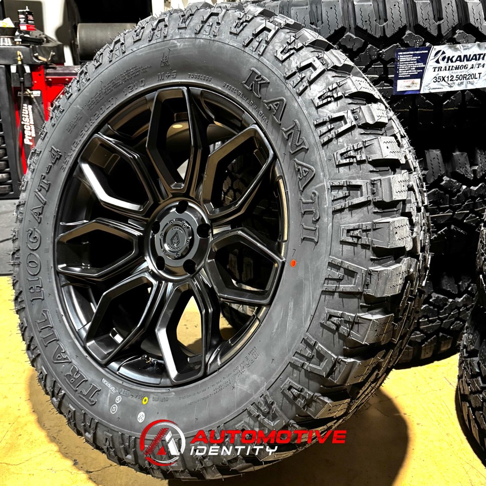 20x9 Arena A116 Cobra Black Wheels 35 Kanati AT Tires 6x5.5 Chevy ...