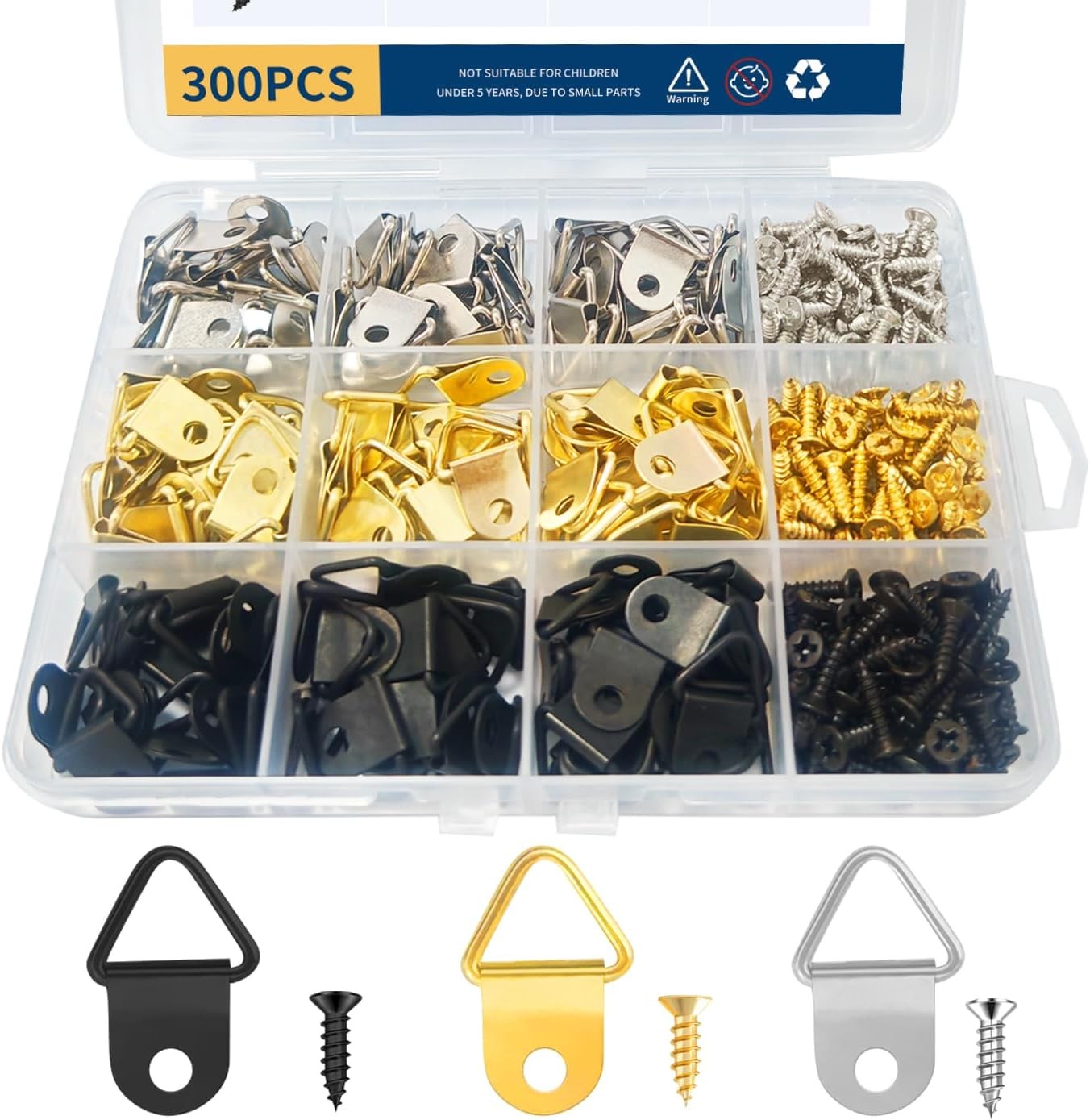 150 Pack Triangle Picture Frame Hangers Small D Ring Picture Hanging ...