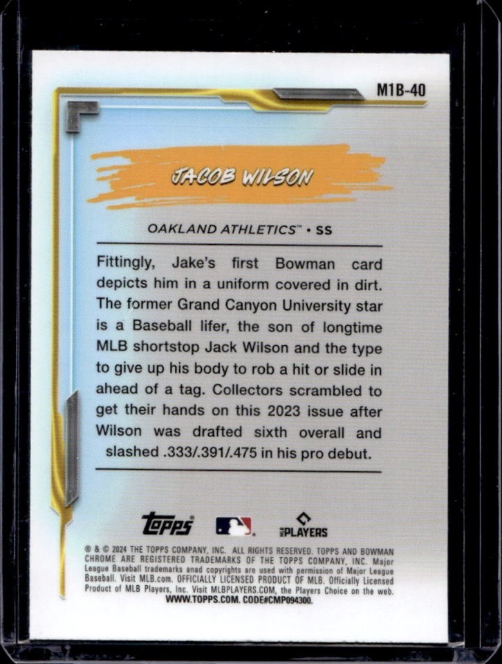 2024 Bowman Chrome Jacob Wilson My 1st Prospect Mega Box Mojo Refractor ...