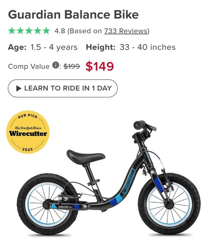 Guardian Balance Bike Black Blue New In Box 1.5-4 Years 33’’-40’’ | eBay