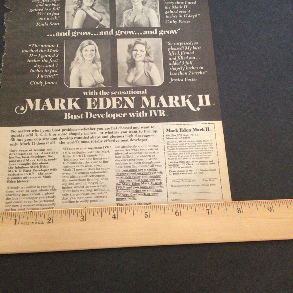 Mark Eden Bust Developer Ad Clipping Original Magazine Ad Cindy James ...